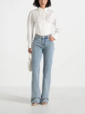 Manière De Voir Margot Cotton Corset Shirt - White
