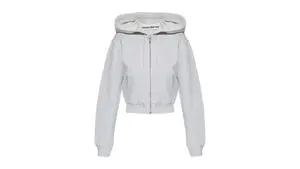 Alexander Wang Zip Up Allover Hotfix Fitted Longsleeve - Light Heather Grey