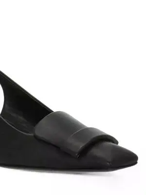 SERGIO ROSSI Plaque-detail Squared-toe Slingback Pumps