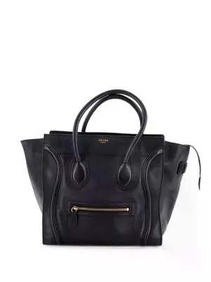 Celine Luggage Smooth Leather Mini Tote Bag - Black