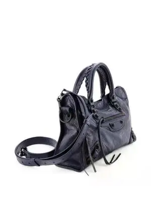 Balenciaga City Classic Studs Leather Small Satchel - Blue