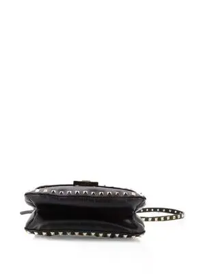 Valentino Garavani Rockstud Flip Lock Flap Bag Leather Small Shoulder Bag - Black