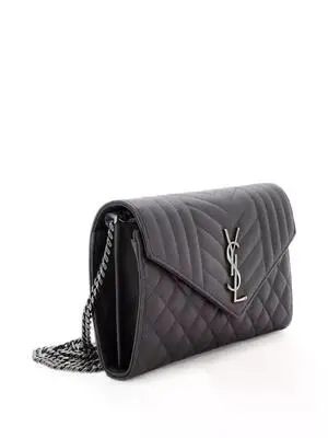 Saint Laurent Classic Monogram Chain Wallet Mixed Matelasse Leather Medium Crossbody Bag