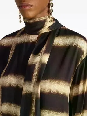 Liviana Conti Checked Print Tie Neck Blouse