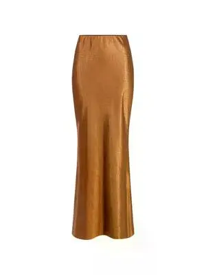 Elisabetta Franchi Satin Skirt With Scale-like Texture - Brown