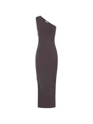 Elisabetta Franchi One-shoulder Knit Maxi Dress With Side Zip Detail