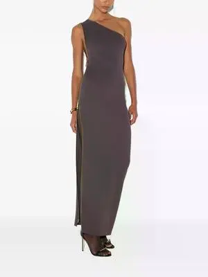 Elisabetta Franchi One-shoulder Knit Maxi Dress With Side Zip Detail