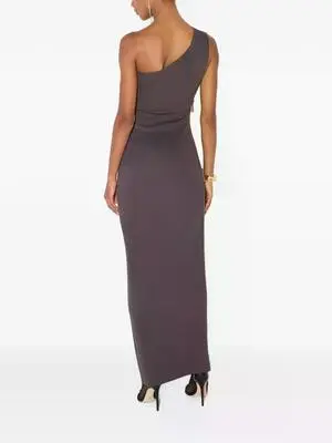 Elisabetta Franchi One-shoulder Knit Maxi Dress With Side Zip Detail