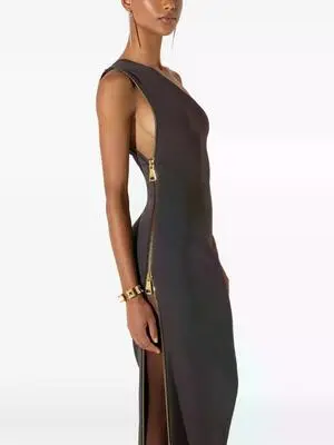 Elisabetta Franchi One-shoulder Knit Maxi Dress With Side Zip Detail