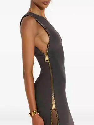 Elisabetta Franchi One-shoulder Knit Maxi Dress With Side Zip Detail