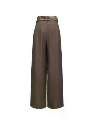 ELYWOOD Belted Pleated Palazzo Pants