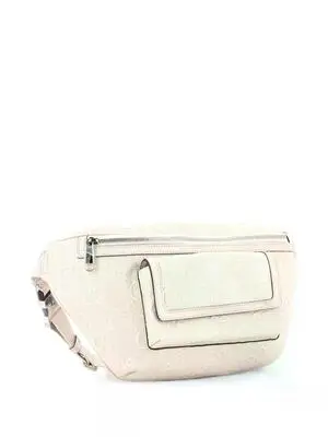 Gucci Front Pocket Gg Embossed Perforated Leather Belt Bag - White