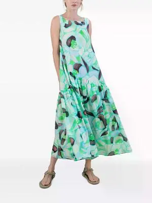 PSOPHIA Floral-print Tiered Midi Dress - Green