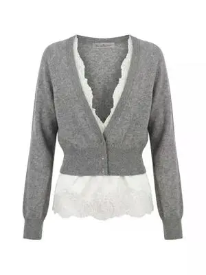 Ermanno Scervino Lace-trimmed Cardigan - Grey