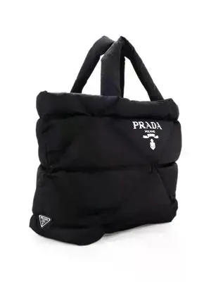 Prada Padded Logo Quilted Re-nylon Medium Tote Bag