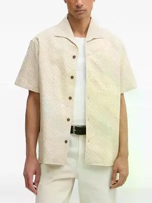 Drole De Monsieur Geometric-pattern Camp-collar Shirt - Neutrals