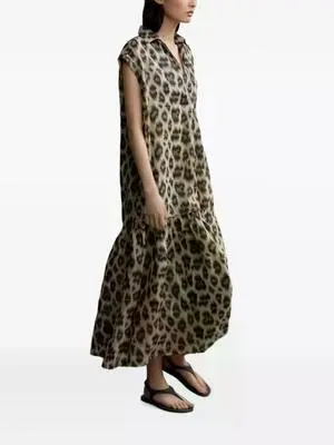 PSOPHIA Animal Print Tie Midi Dress