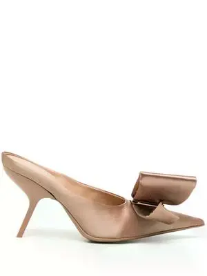 FERRAGAMO 85mm Asymmetric Bow Mules - Brown