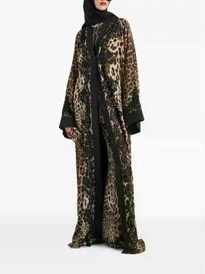 Dolce & Gabbana Leo-print Charmeuse Trousers - Neutrals