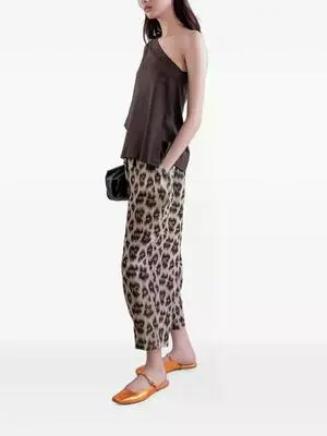 PSOPHIA Savanna Shadow Slouchy Linen Trousers - Brown