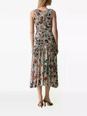 Farm Rio Abstract Print Sleeveless Ruched Midi Dress