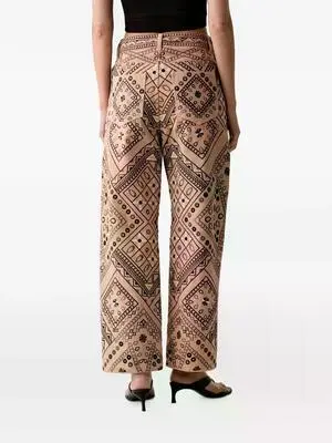 Farm Rio Geometric Embroidered Straight-leg Trousers