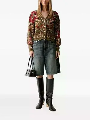 Farm Rio Floral Pattern Scallop-hem Cardigan