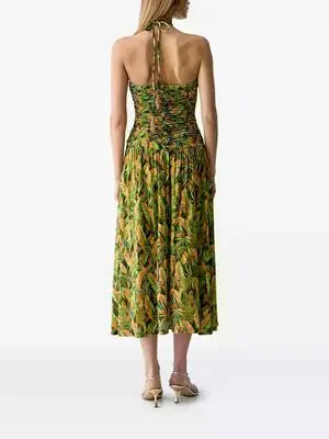 Farm Rio Graphic Print Ruched Midi Dress