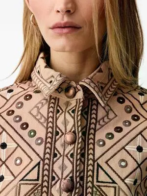 Farm Rio Embroidered Cropped Jacket