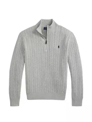 Polo Ralph Lauren Cable-knit Quarter-zip Sweater - Grey