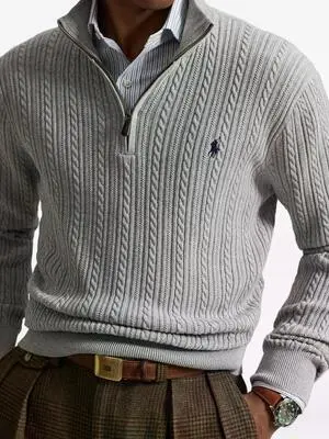 Polo Ralph Lauren Cotton Cable Knit Quarter-zip Sweater