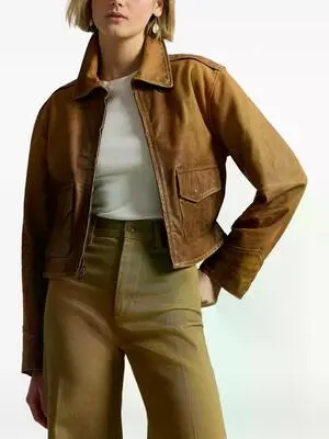 Polo Ralph Lauren Distressed Cropped Leather Jacket