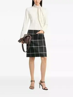 COURREGES Checked A-line Midi Skirt