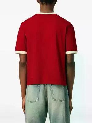 AMI Paris Contrasted Cotton T-shirt With De Coeur - Red