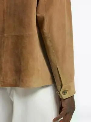 BOSS Suede Button-up Leather Jacket