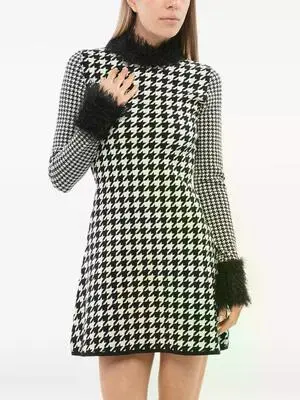 Viktor & Rolf Houndstooth-pattern Thread-detail Mini Dress - Black