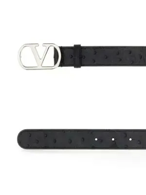 Valentino Garavani Vlogo Signature Ostrich-effect Leather Belt