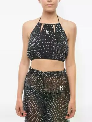 Karl Lagerfeld Logo Print Halterneck Top