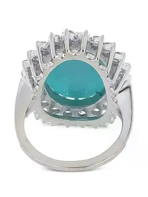 FANTASIA BY DESERIO 14k White Gold Oval-cut Lab-grown Turquoise And Cubic Zirconia Ring