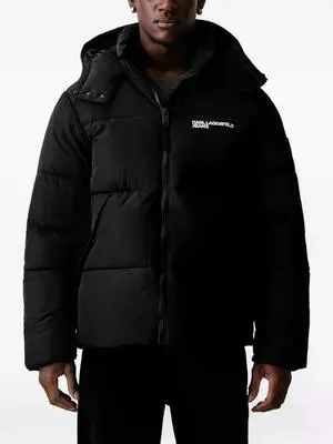 Karl Lagerfeld Logo-print Hooded Puffer Padded Jacket - Black
