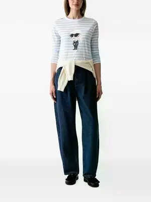 Karl Lagerfeld Embroidered Logo Pleated Jeans
