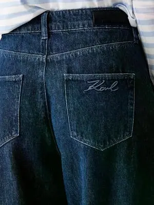 Karl Lagerfeld Embroidered Logo Pleated Jeans