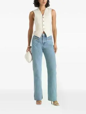 Manière De Voir Frida Eiffel-detail Straight Leg Denim Jeans Mid - Blue