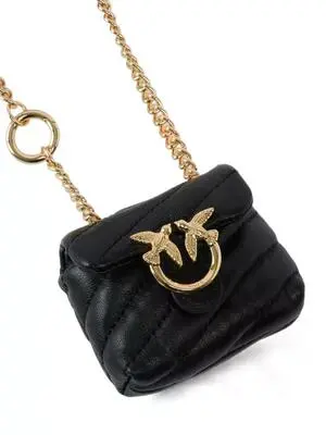 Pinko Love Birds Chevron-quilted Bag Charm - Black