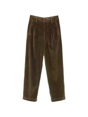Etro Pleated Corduroy-texture Trousers - Brown