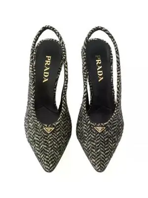 Prada Chevron Slingback Pumps - Black