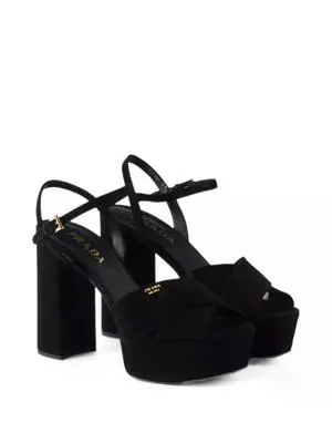 Prada Suede Platform Sandals - Black