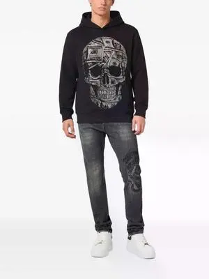 Philipp Plein Crystal-embellished Skull Hoodie - Black