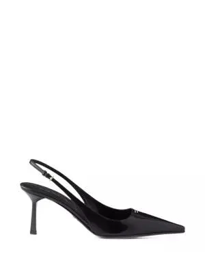 Prada Brushed Leather Slingback Pumps - Black