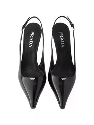 Prada Brushed Leather Slingback Pumps - Black